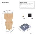 6inch Type 1 Unfinished Solid Wood Furniture Legs With Mounting Plates ...