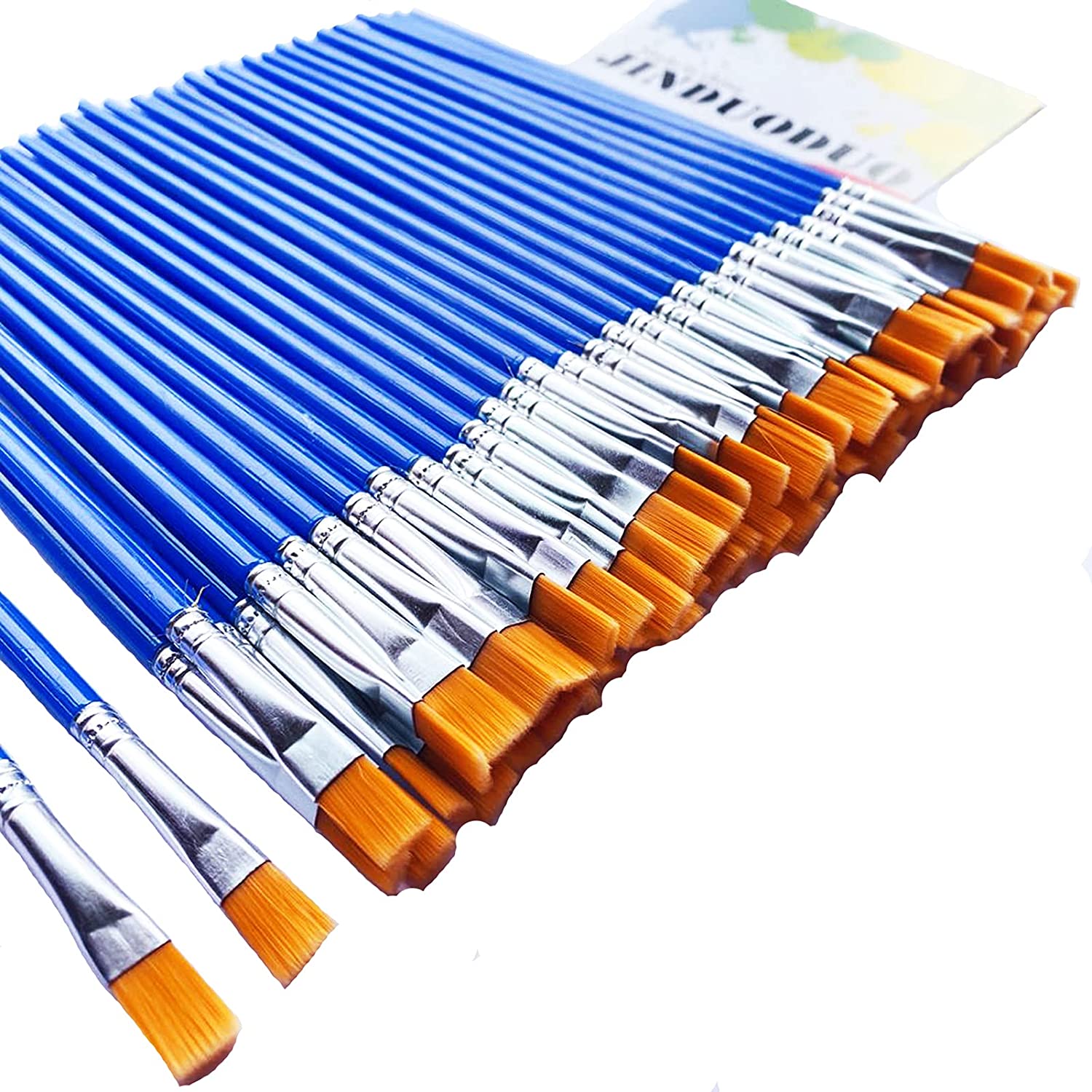 60 Pcs Flat Paint Brush Set for Kids, Students/ Teens/ Artists/ Starter ...