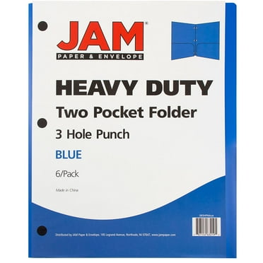 JAM Paper Heavy Duty Plastic 3 Hole Punch School Folders with Pockets ...