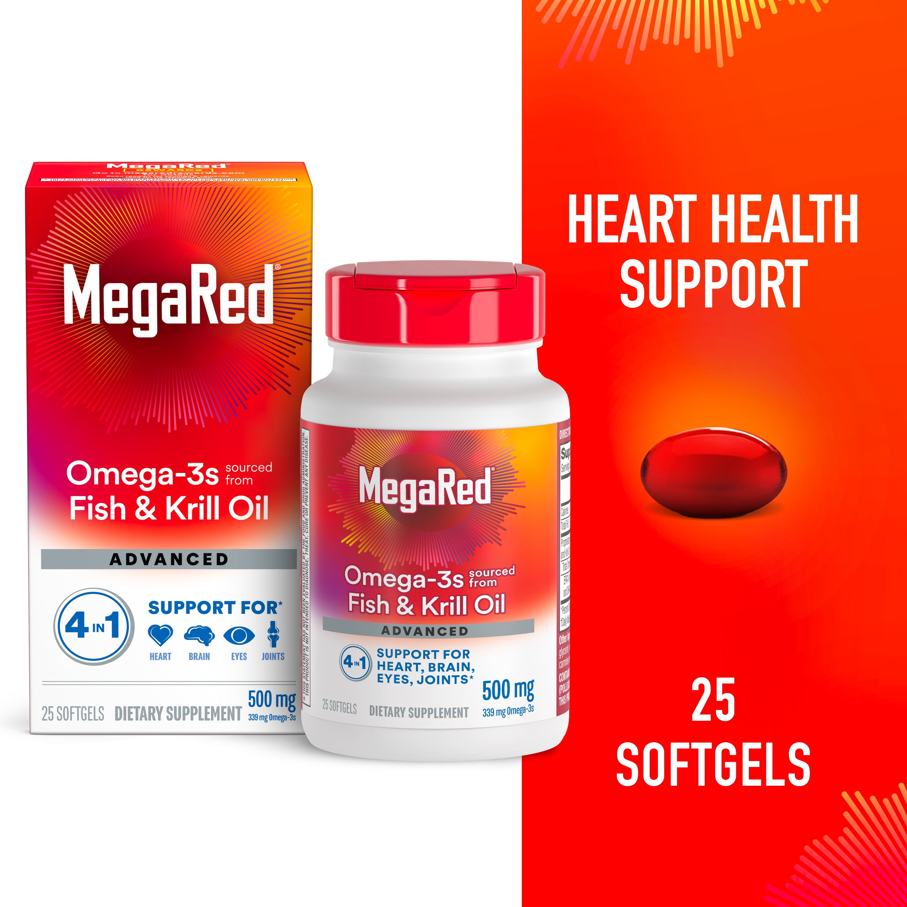 MegaRed Advanced 4in1 500mg, 25 Softgels - Walmart.com