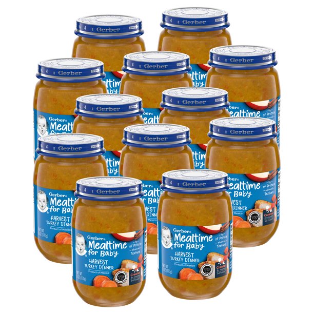 Gerber Mealtime for Baby Stage 3 Baby Food, Harvest Turkey, 6 oz Jar ...