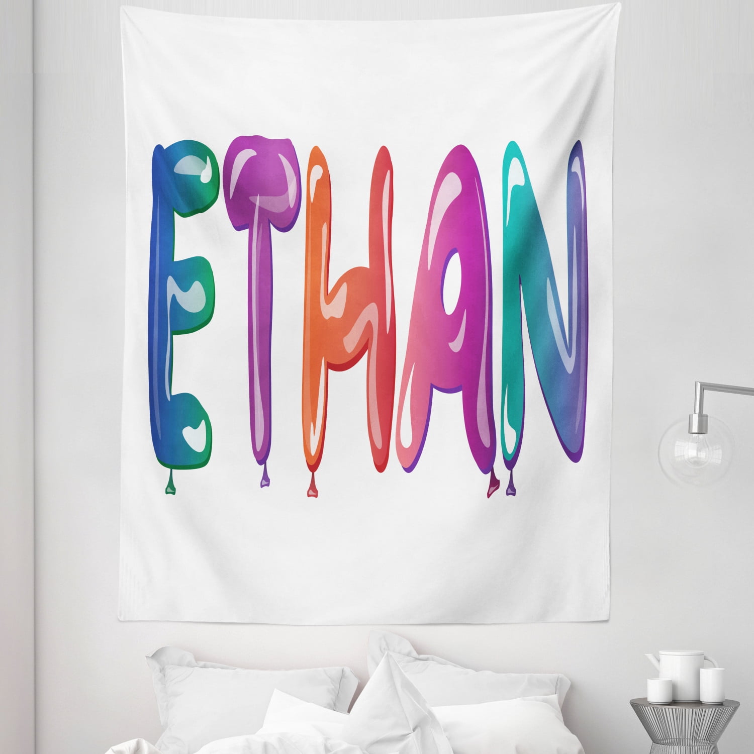Ethan Tapestry, Colorful Letters in the Shape of Balloons Happy ...