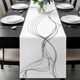 Abstract Minimalist Line on White Table Runner 90 Inches Long,Kitchen ...