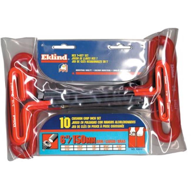 Eklind 53610 10-Piece Standard T-Handle Hex Key Set 3/32" to 3/8", 6 ...