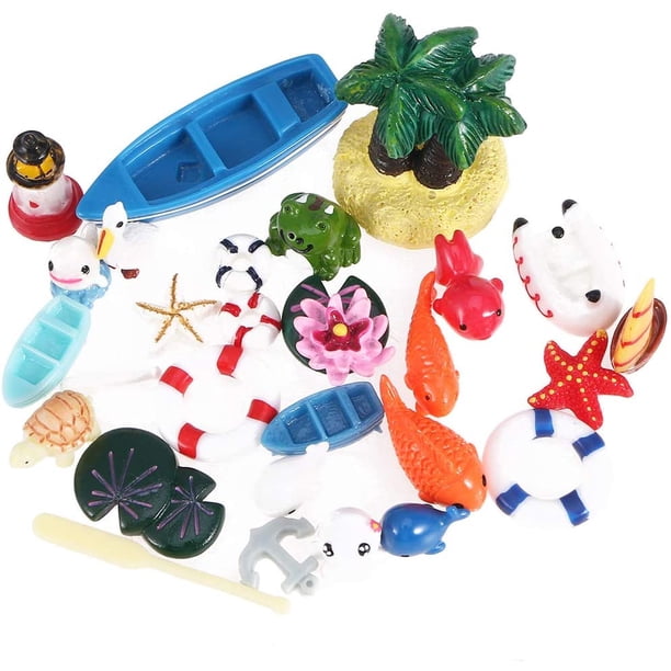 28 Pcs Miniature Ocean Ornament Resin Beach Sea Turtle Dolphin Figure ...