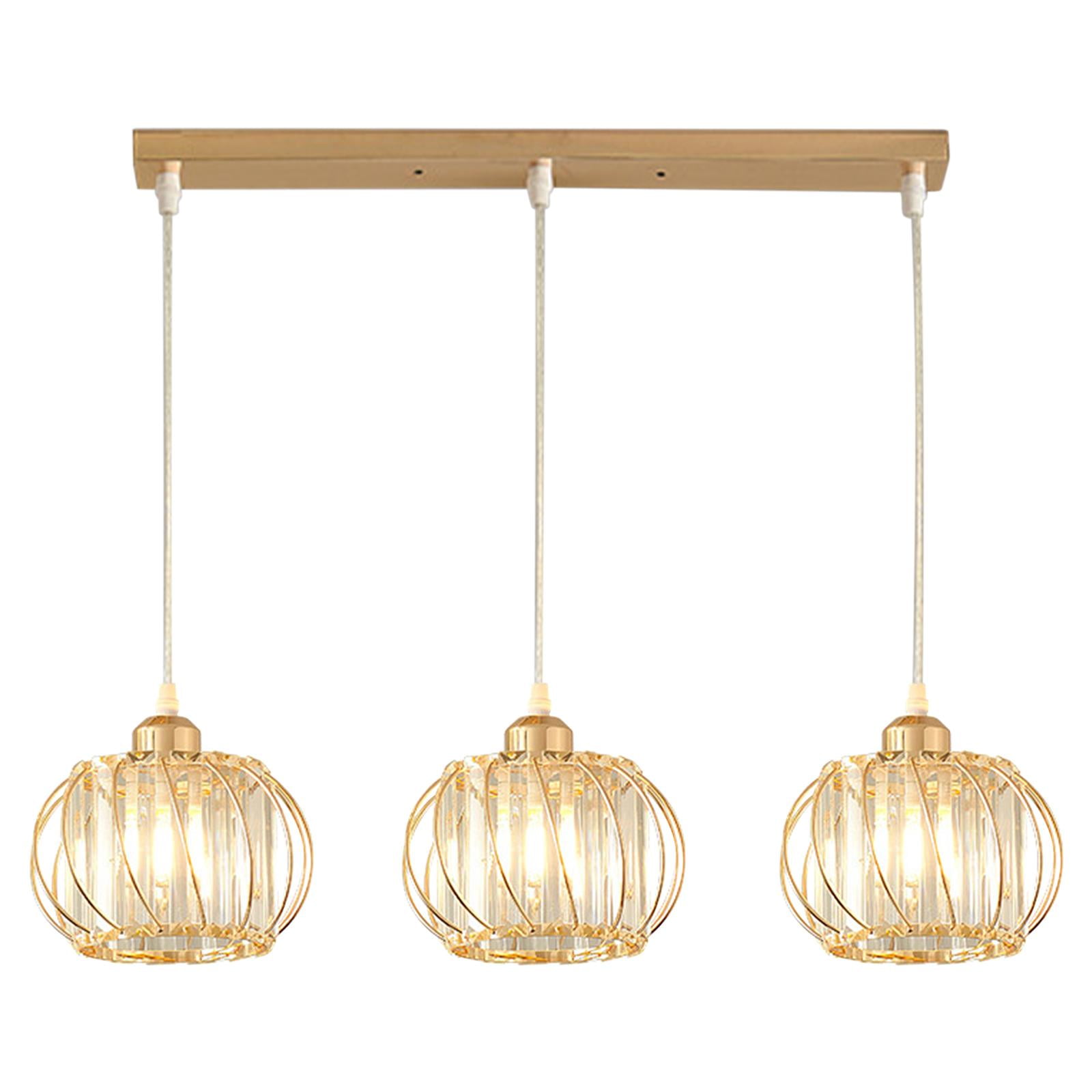 Yinanstore Gold Crystal Pendant Light Fixture LED Hanging Light Pendant ...