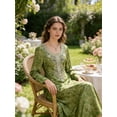 A-Line Woven Tonal Damask Maxi Dress with Ornate Floral Bib Embroidery ...