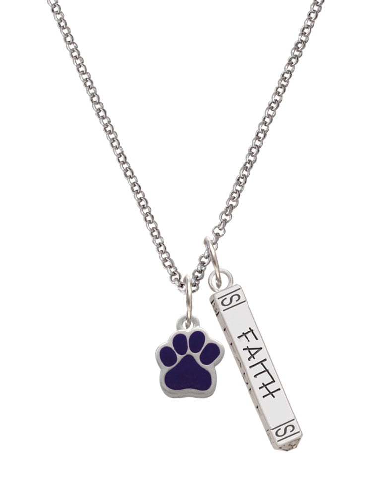 Delight Jewelry Silvertone Small Purple Paw Silvertone Believe Faith ...