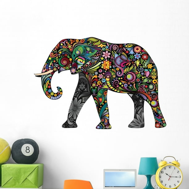 Cheerful Elephant Wall Decal Sticker by Wallmonkeys Vinyl Peel and ...