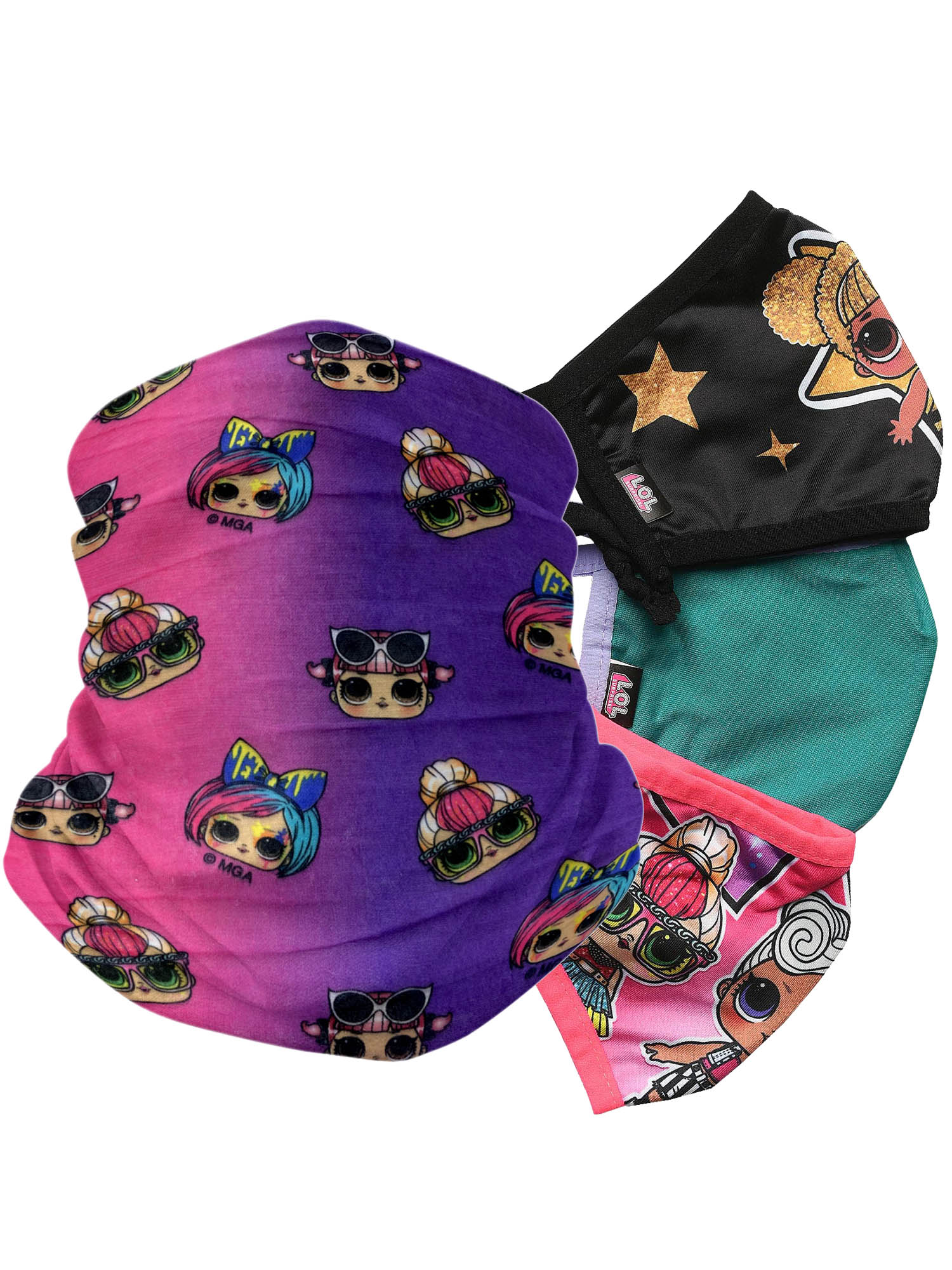Lol Surprise Kids Girls Neck Face Cover & 3 Pack Reusable Face Masks ...
