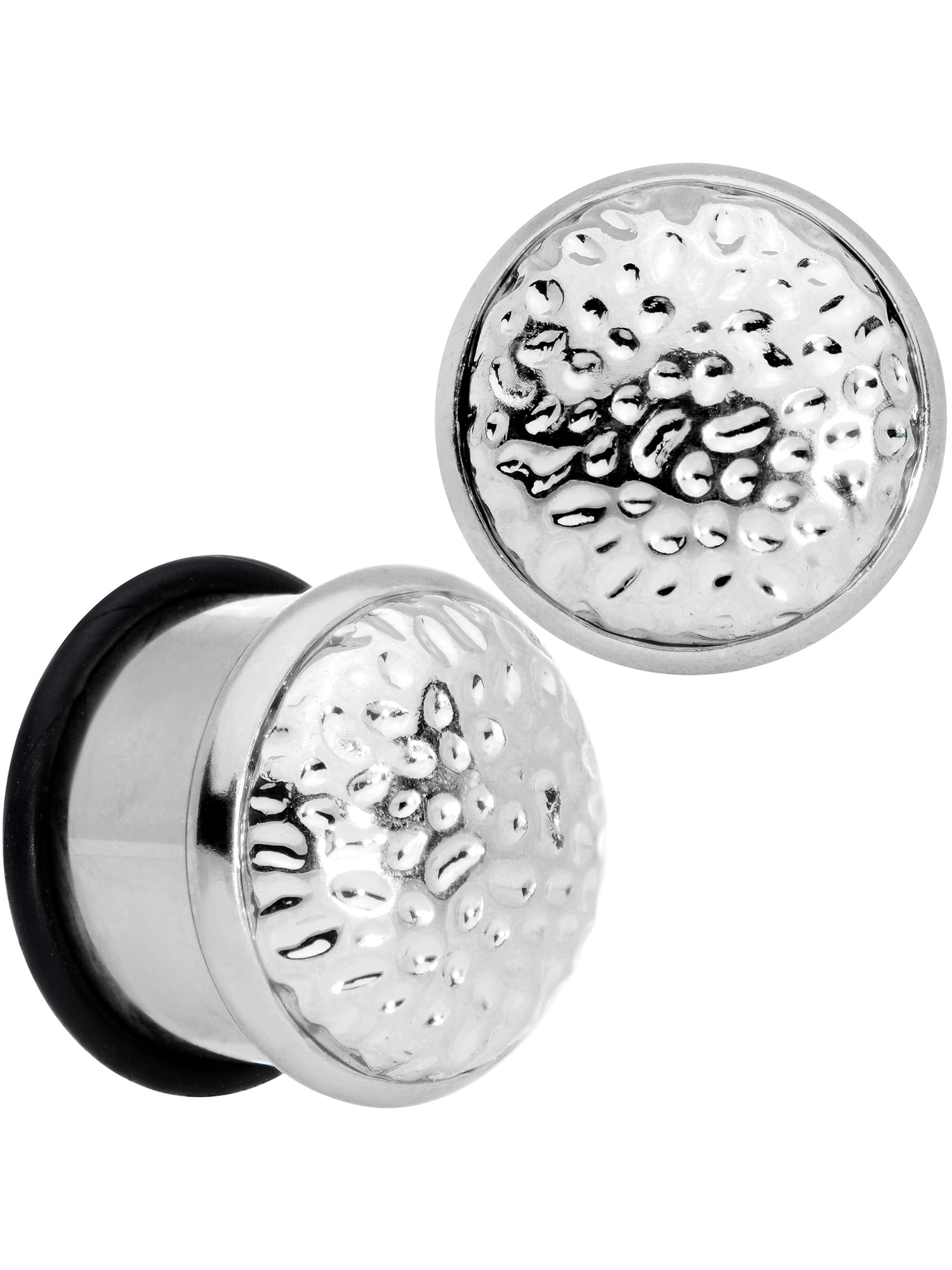 Body Candy 1/2" 2Pc Ear Plugs 316L Steel Hammered Finish Single Flare ...