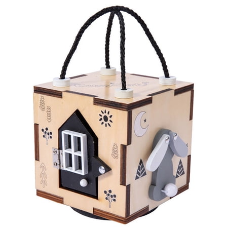 Busy Activity Cube Wooden Hand-held Learning Cube Toy Sensory Busy Box ...