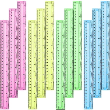 12 Pieces Color Rulers 12 Inch Plastic Rulers Straight Ruler Office ...