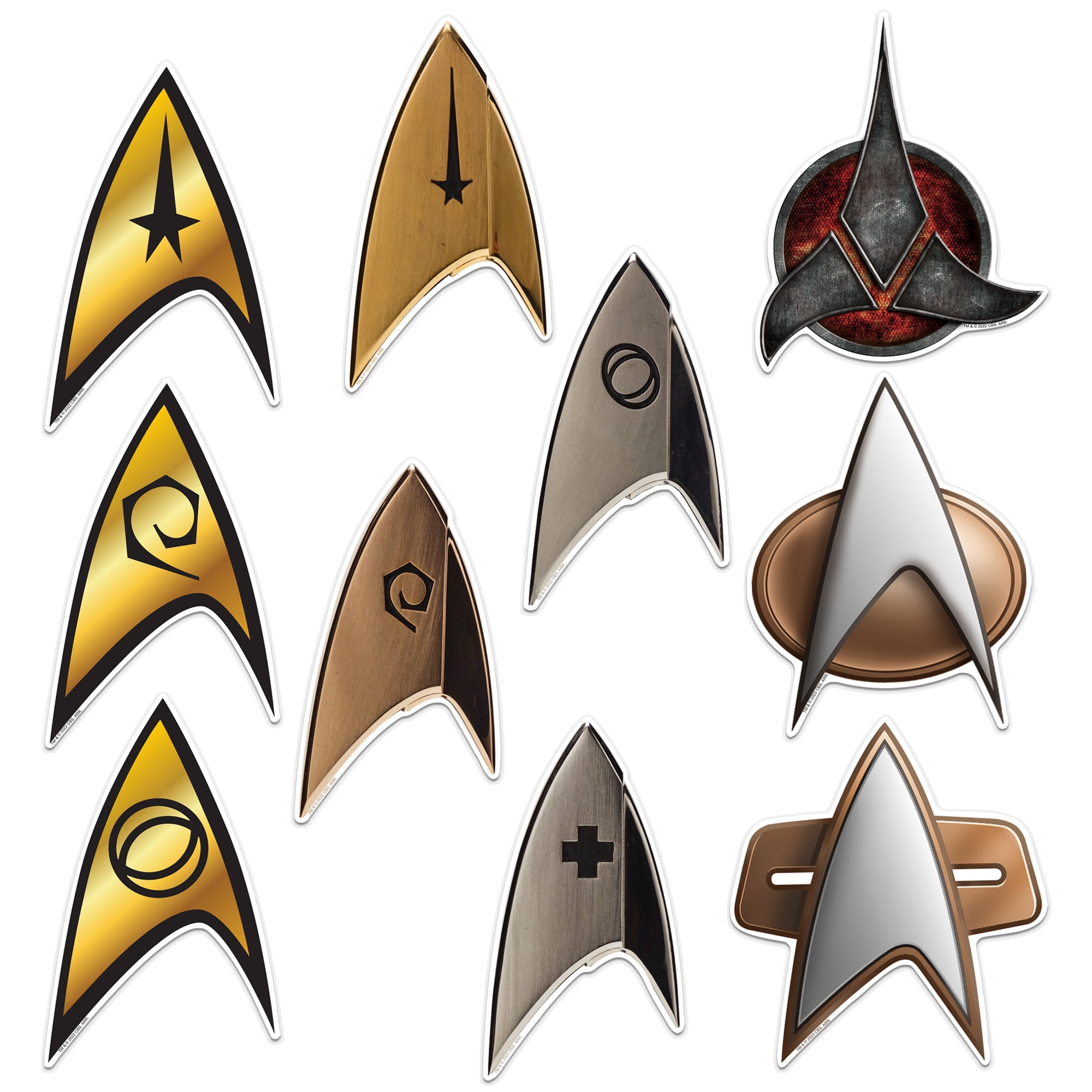 Star Trek Badges Large Sticker Pack Die Cut Vinyl Large Deluxe Stickers ...