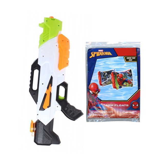 Spiderman 2 Arm Inflatable Floaties with Aqua Storm H2O X Stream 19 ...