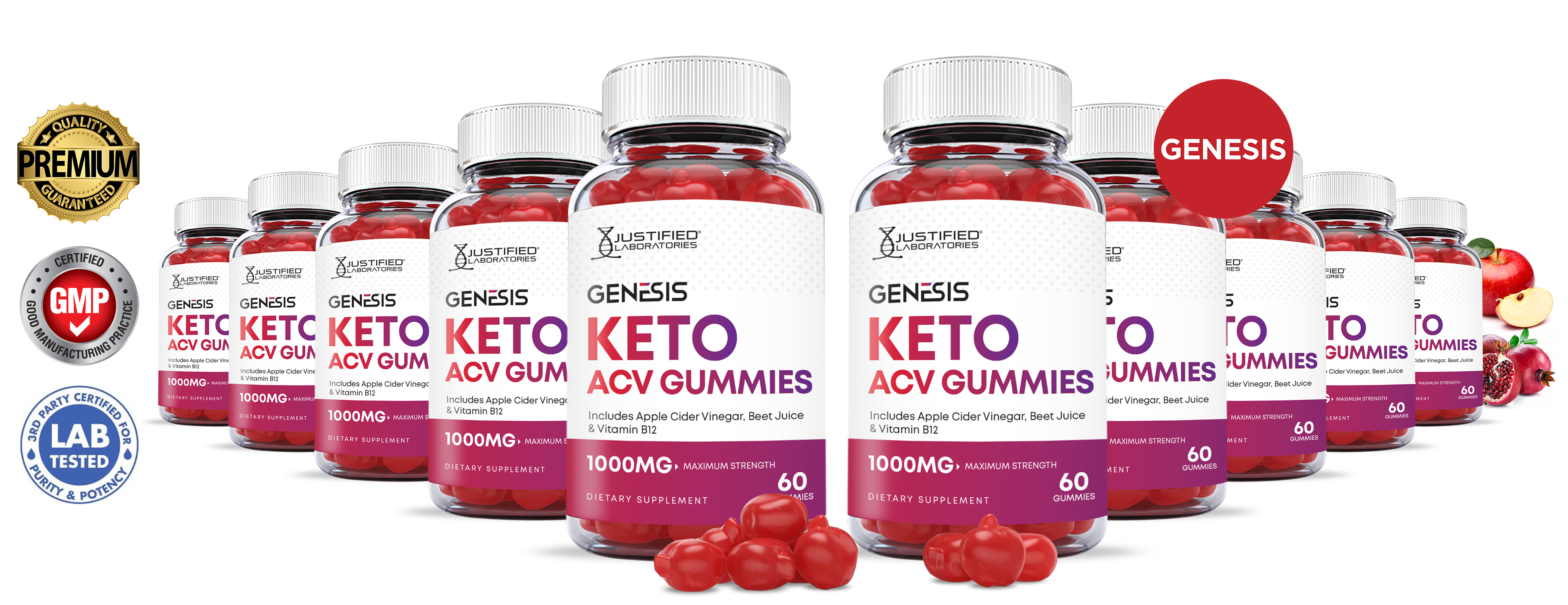(10 Pack) Genesis Keto ACV Gummies 1000MG Dietary Supplement 600 Gummys ...