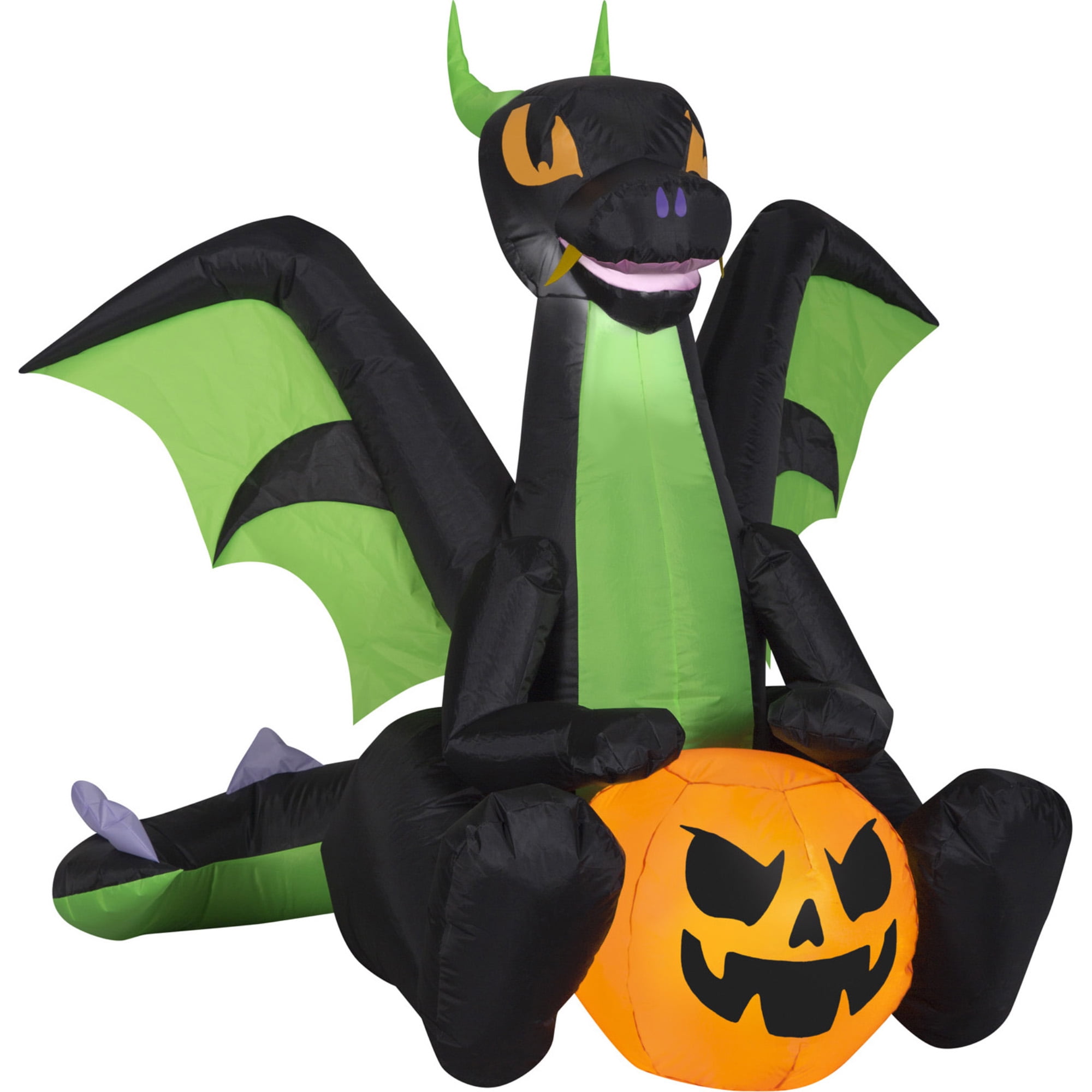 4.5 ft. L Halloween Airblown Inflatables Dragon With Wings & Jack-o ...