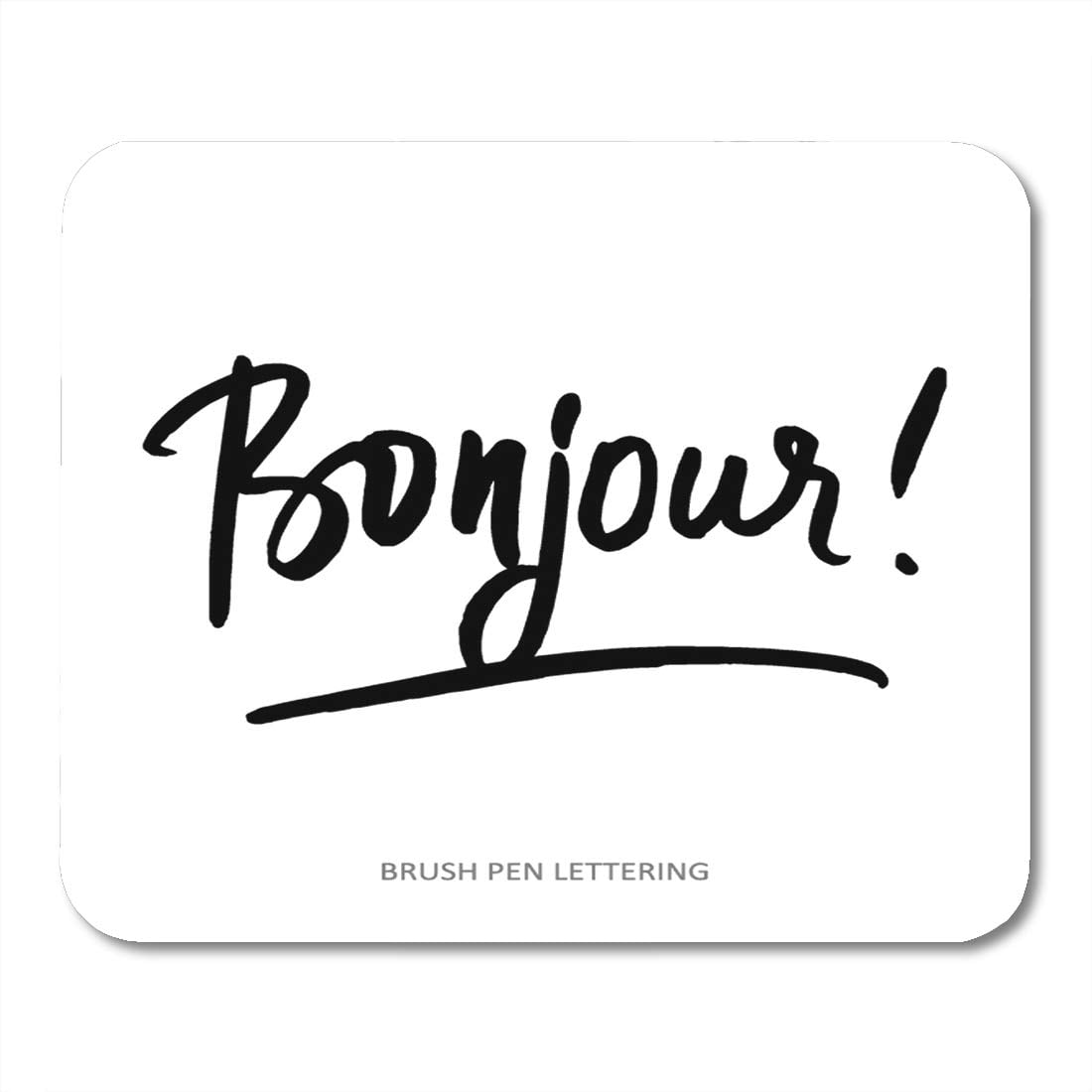 SIDONKU Drawn Black Brush Bonjour French Word Meaning Hello Good ...