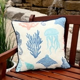 Oceantex 20" x 20" Multi-color Sealife Square Outdoor Throw Pillow ...