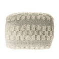 LR Home Small Over-tufted Geometric Indoor Square Pouf, Cream, 18" x 18 ...
