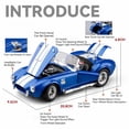1:24 Shelby Cobra 500K Model Toy Vintage Cars Alloy Diecast Sound Light ...