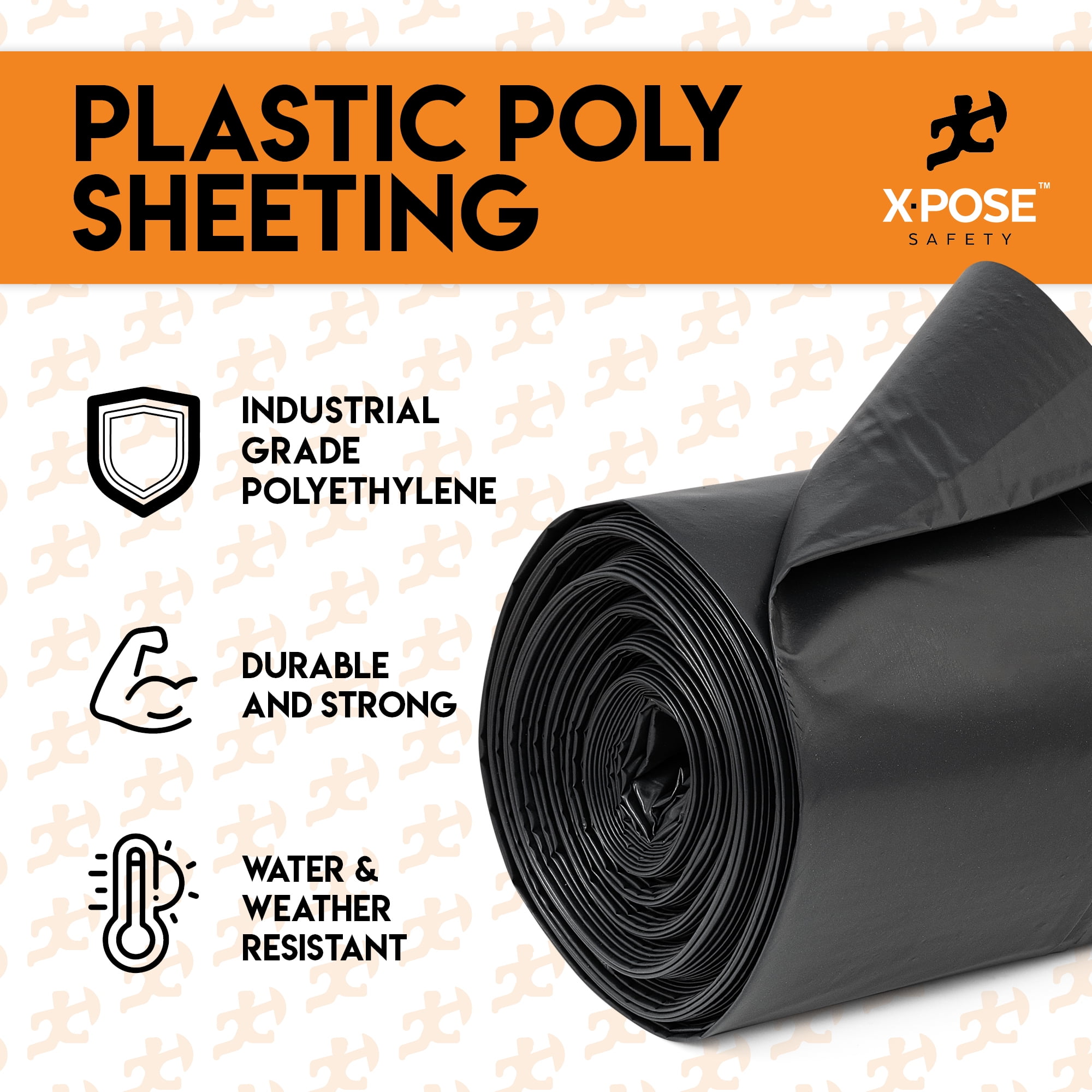 10x100 Feet Heavy Duty Black Poly Sheeting - Waterproof, Dust Protective Tarp by Xpose Safety in ...