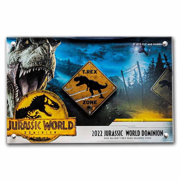 2022 Niue 2 oz Silver $5 Jurassic World Dominion T-Rex Sign Coin ...