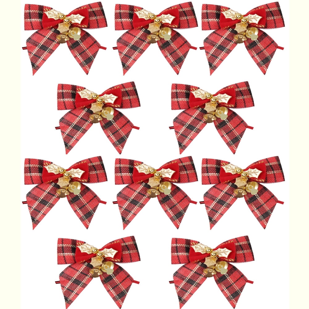 Xmarks 10 Pieces Christmas Buffalo Plaid Bows Checkered Craft Ribbon ...