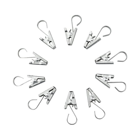 Small Curtain Clip Hook Wide Flat 10 Pieces Silver LunferProduced ...