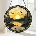 Sunset Lake Glass Style Window Panel – Nature Inspired Home Art ...