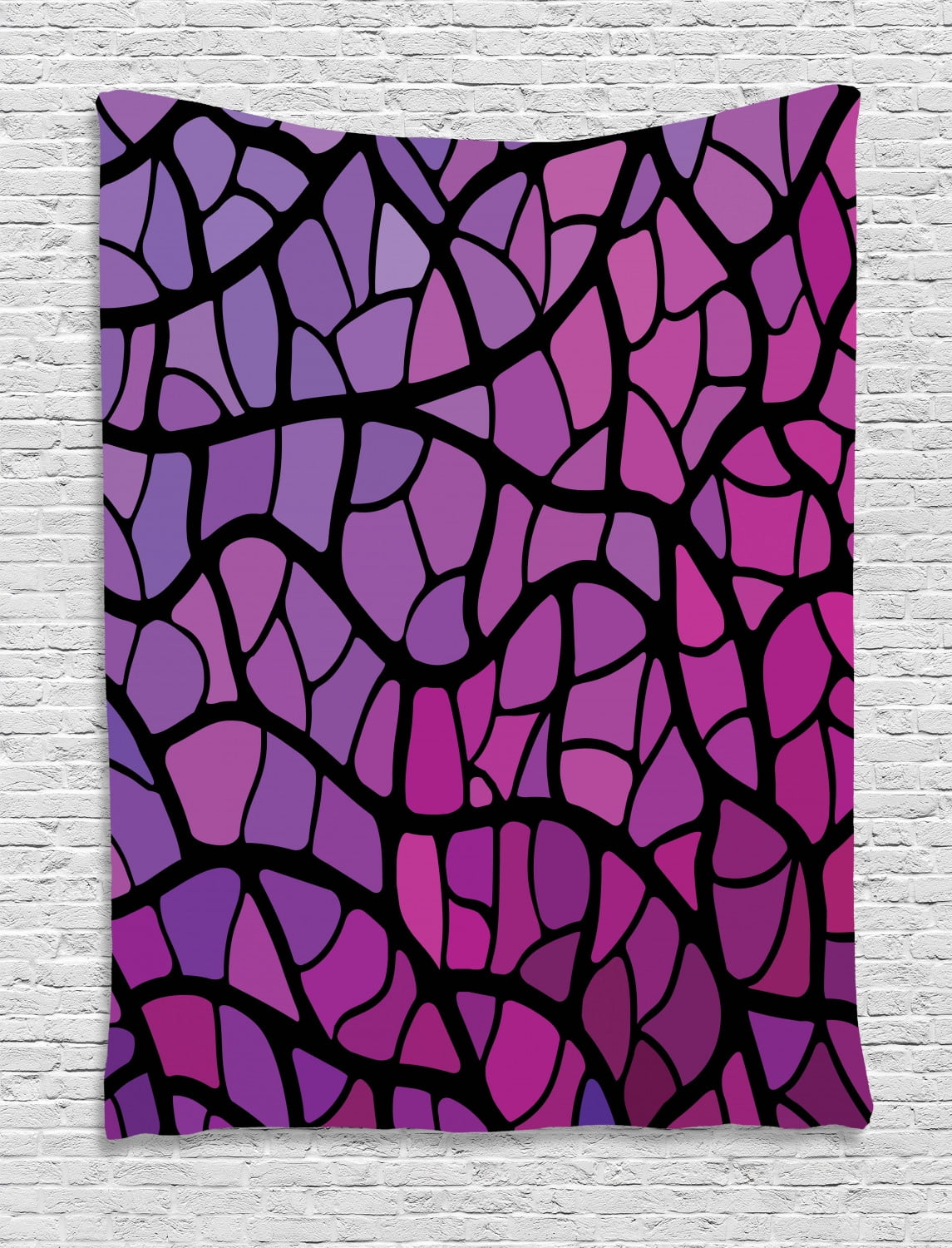 Abstract Tapestry Graphic Stained Glass Style Mosaic Pattern In Purple
