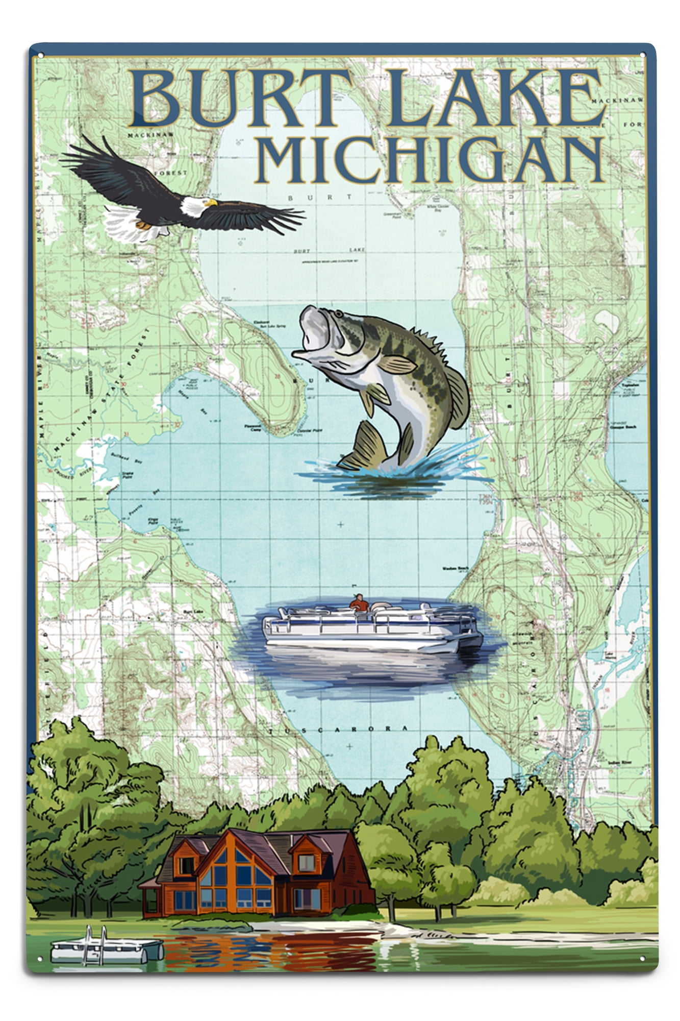 Burt Lake Fishing Map