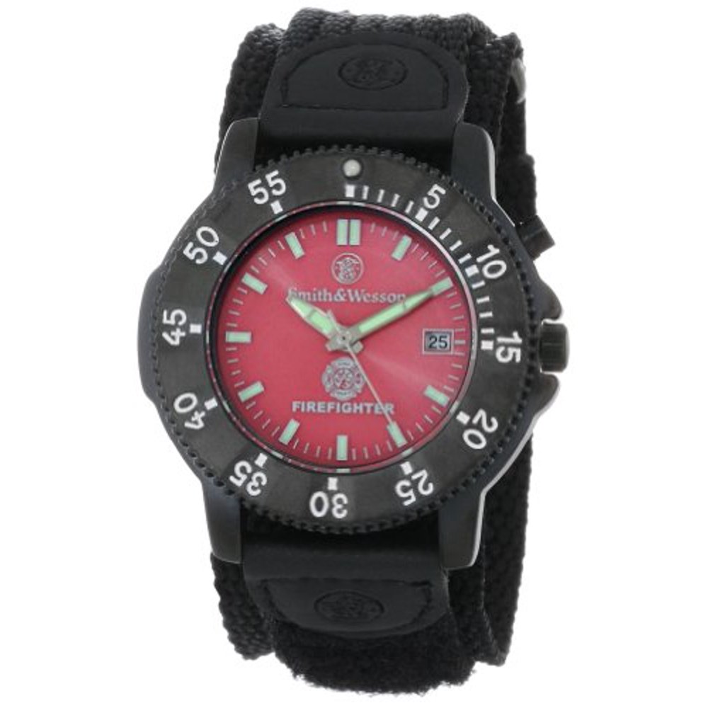 Smith & Wesson - 455 Fire Fighter Watch w/Red Dial Black Band SWW-455F ...