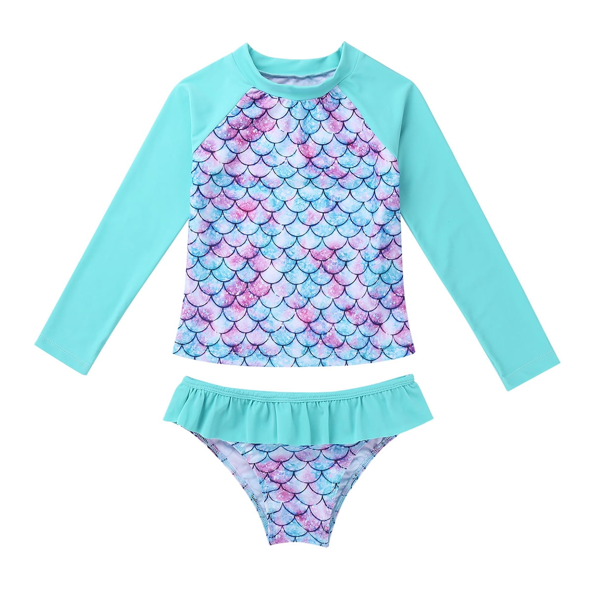MSemis Girls Mermaid Swimsuit 2-Pieces Rash Guard Sets Bathing Suit ...