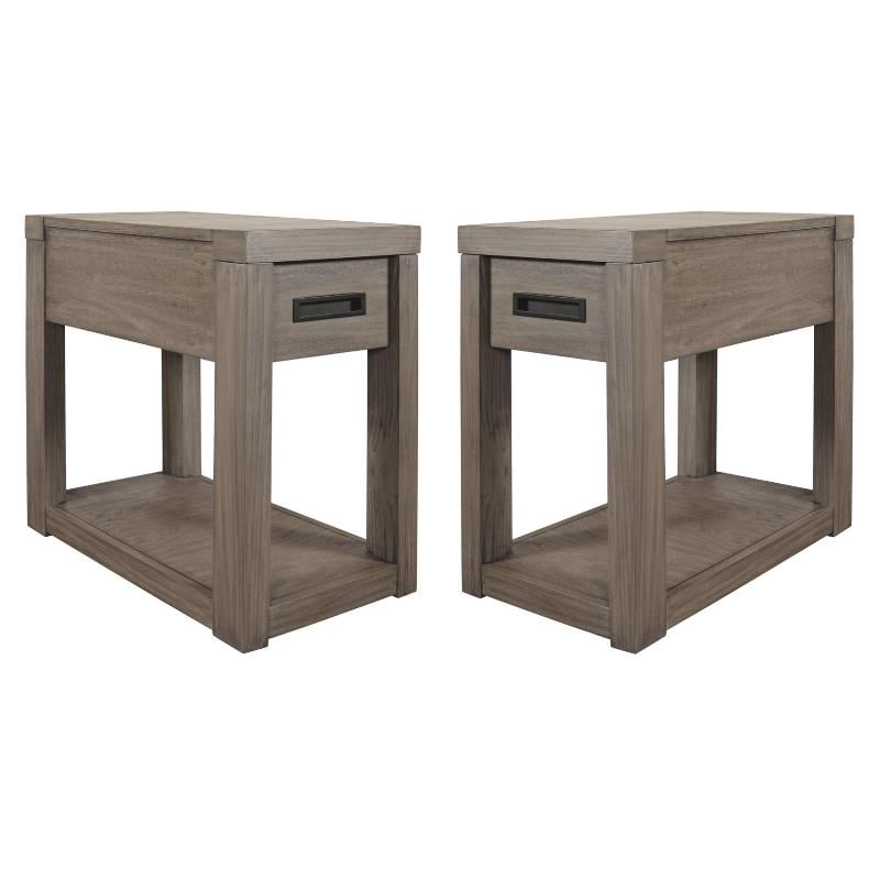 Home Square Modern Contemporary Chairside Table in Gray Wash - Set of 2 ...