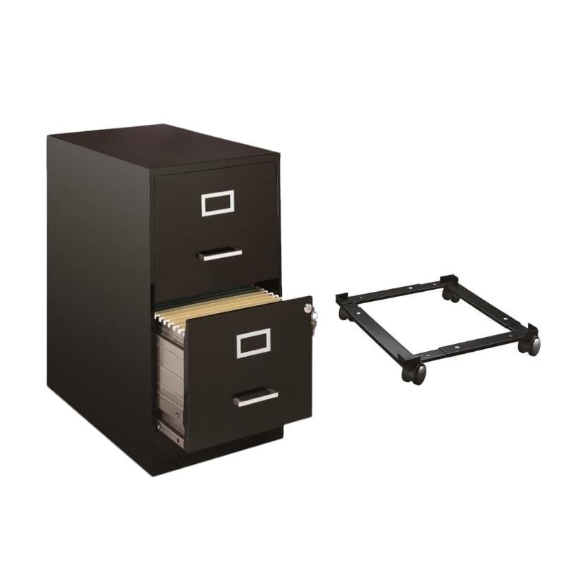 SOHO 2 Piece 2 Drawer File Cabinet and Mobile File Caddy in Black ...