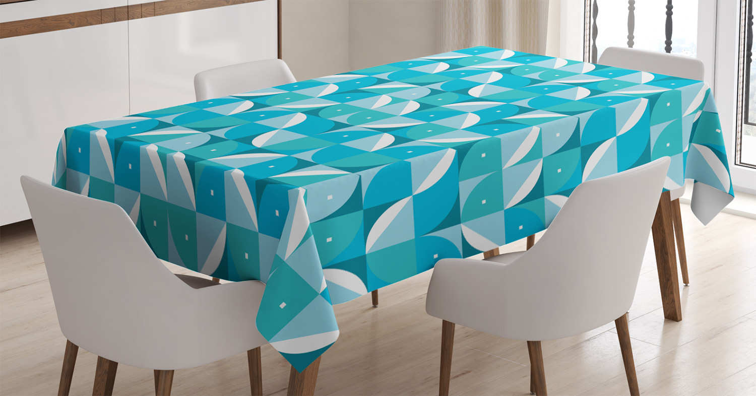 Ambesonne Abstract Tablecloth Rectangular Table Cover, Half Circles ...