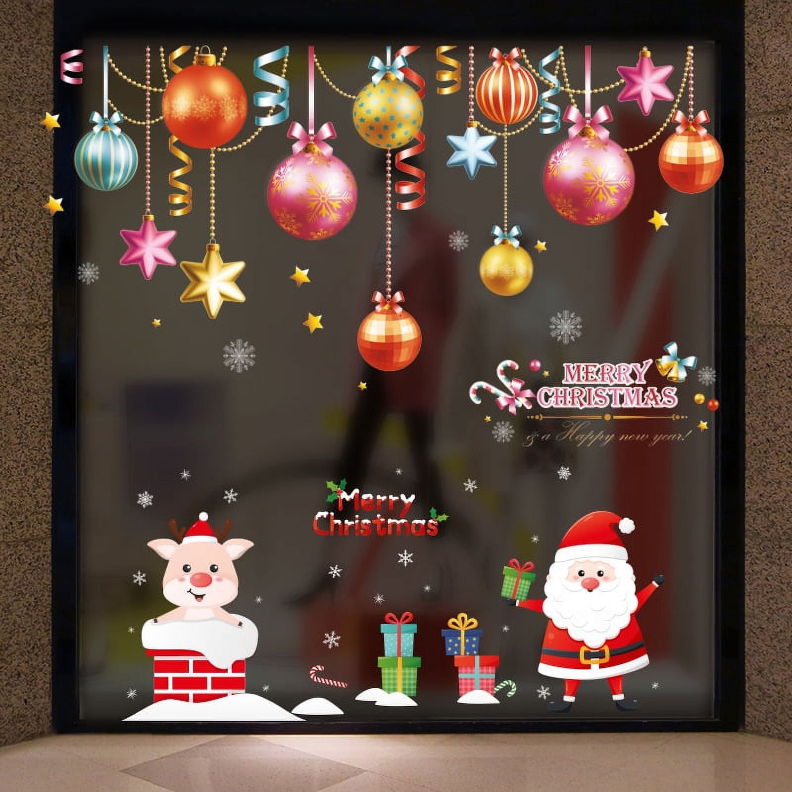 Vinilos decorativos navideños Adornos navideños del viejo Vitrina ...