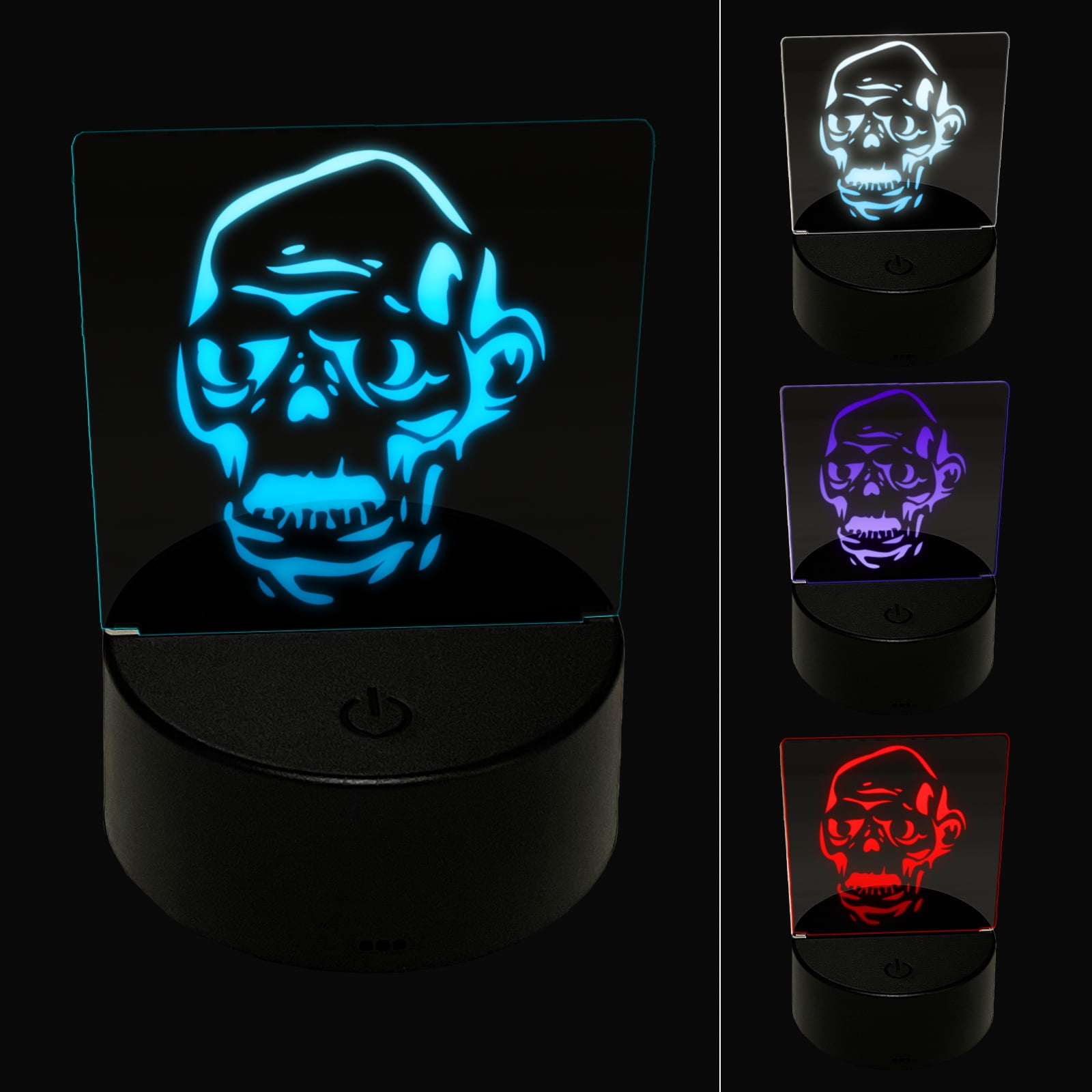 Spooky Zombie Head Halloween Monster LED Night Light Sign 3D Illusion ...