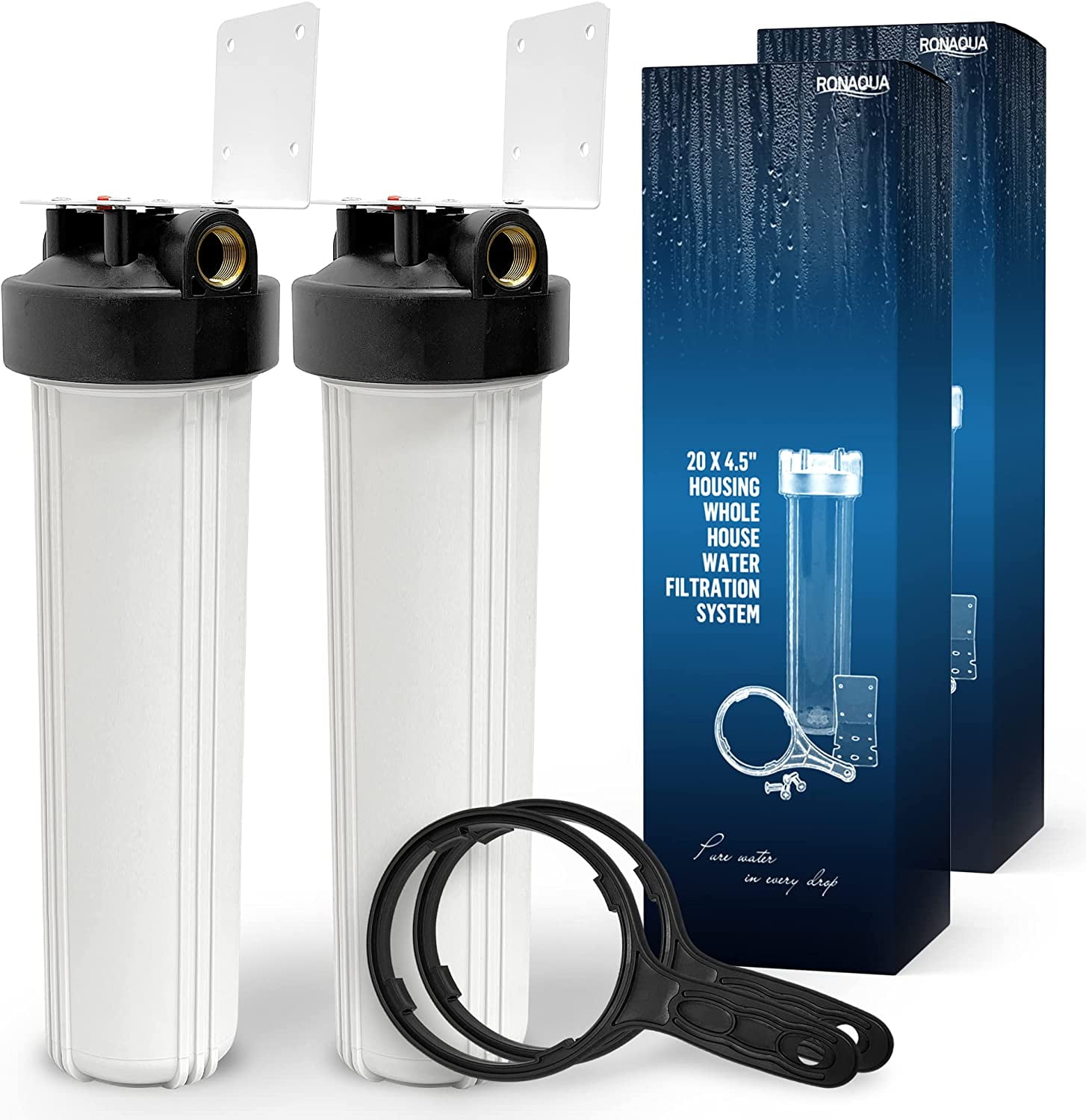 High Capacity 20 x 4.5” Whole House Filter Purifier System for Well or ...