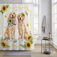 Cute Dog Shower Curtain for Bathroom, Yellow Sunflower Daisy Field ...