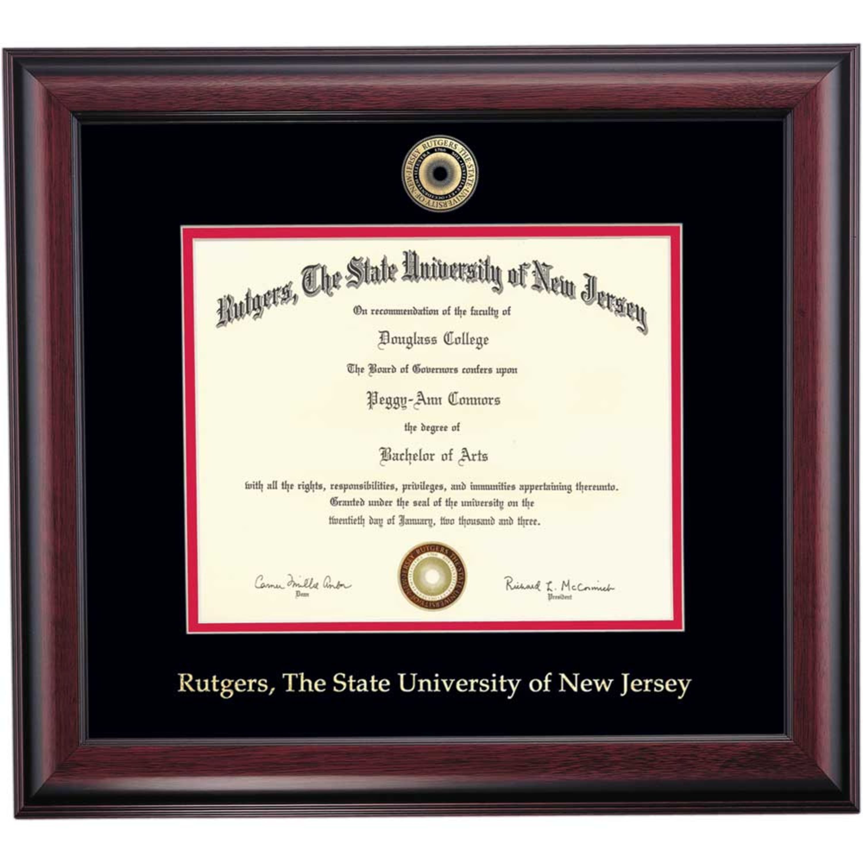 OCM Diploma Frame for Rutgers RU, 16" x 18" Diploma Certificates Frame ...