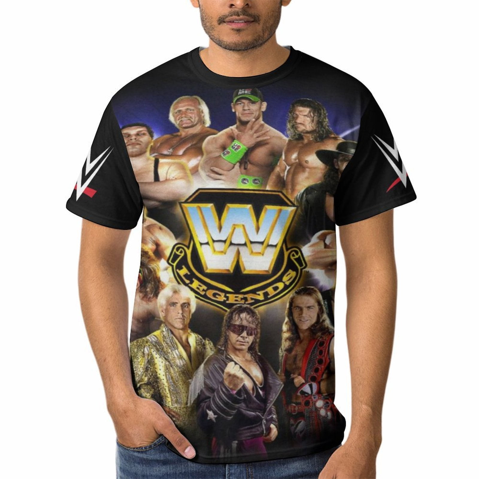 Click here for Yomook Unisex Wres-Tler W-W-E T-Shirts Short Sleev... prices