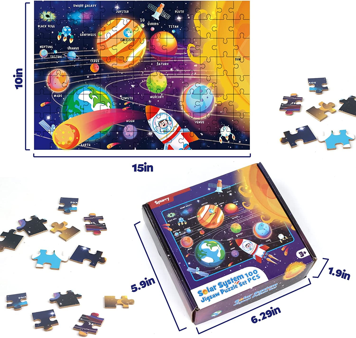 Buy SYNARRY 100 Piece Puzzles for Kids, Space Puzzle for Kids Ages 4-8 ...