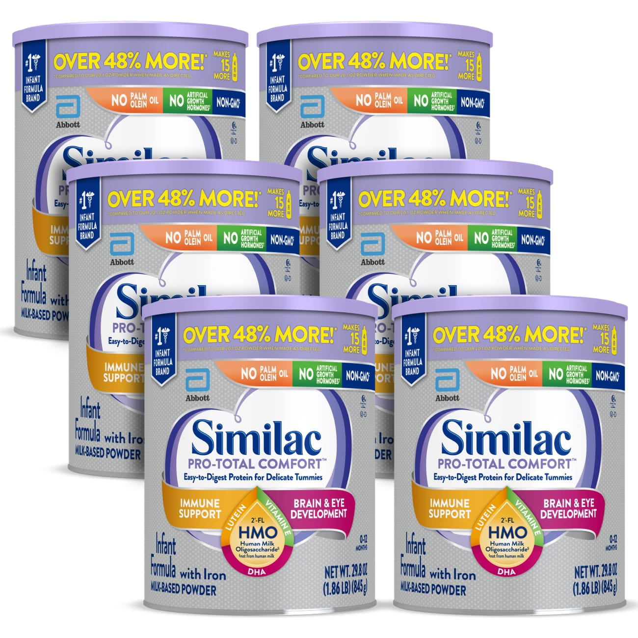 Similac Pro-Total Comfort Infant Formula with Iron, 6 Count, Gentle ...