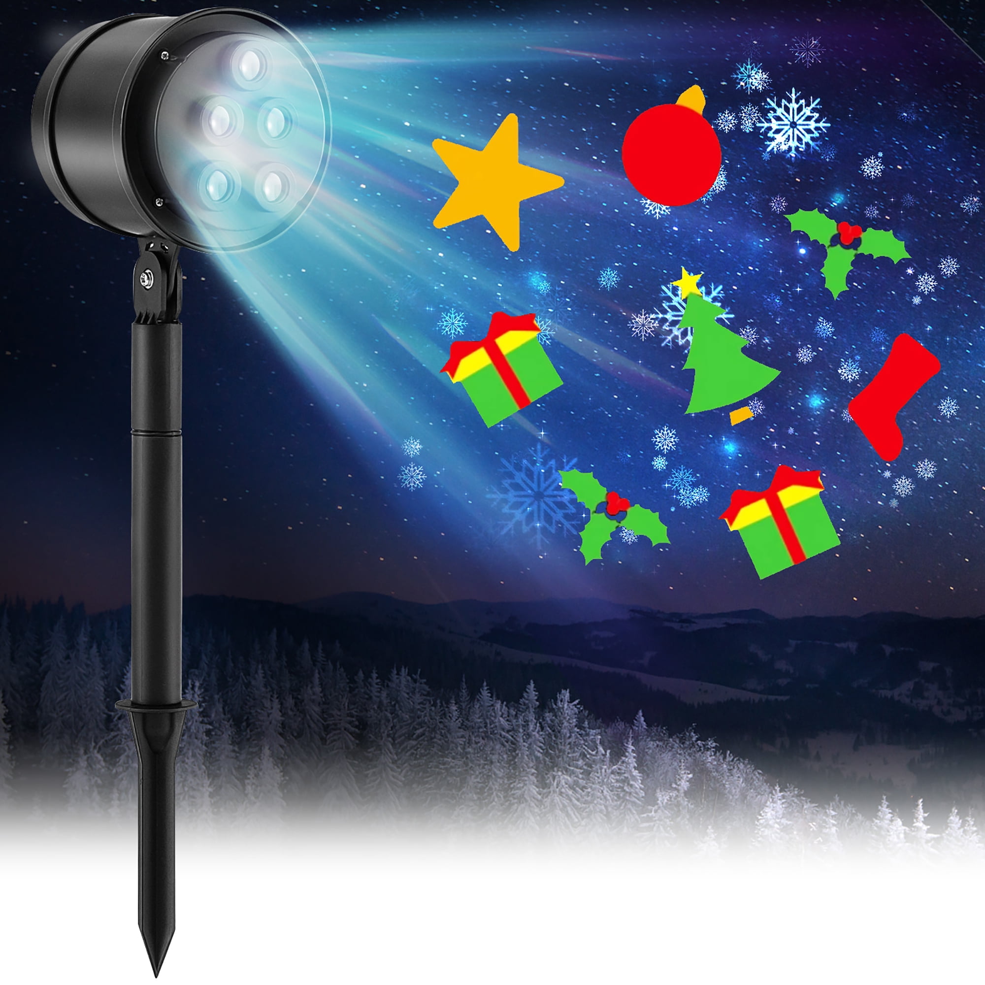 Costway Christmas Projector Light LED Projection Lamp with Lawn Stake ...