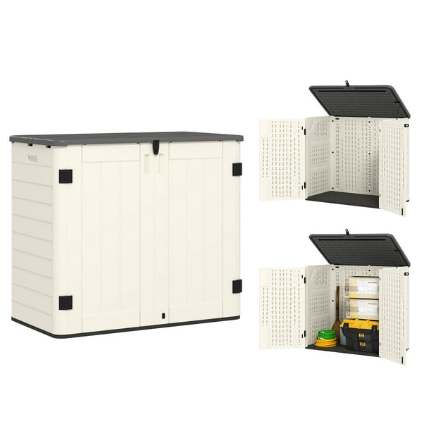 Outsunny 185 Gallon Storage Cabinet with Openable Top and Lockable ...