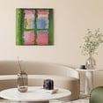 Abstract Green Pink Blue Framed Canvas Wall Art, Modern Blurry Garden ...
