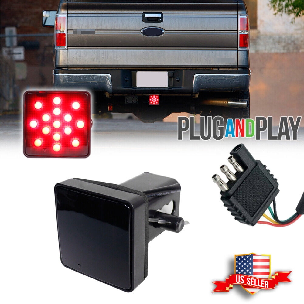 GTINTHEBOX Smoked Lens 15-LED Brake Light Trailer Hitch Cover Fit ...