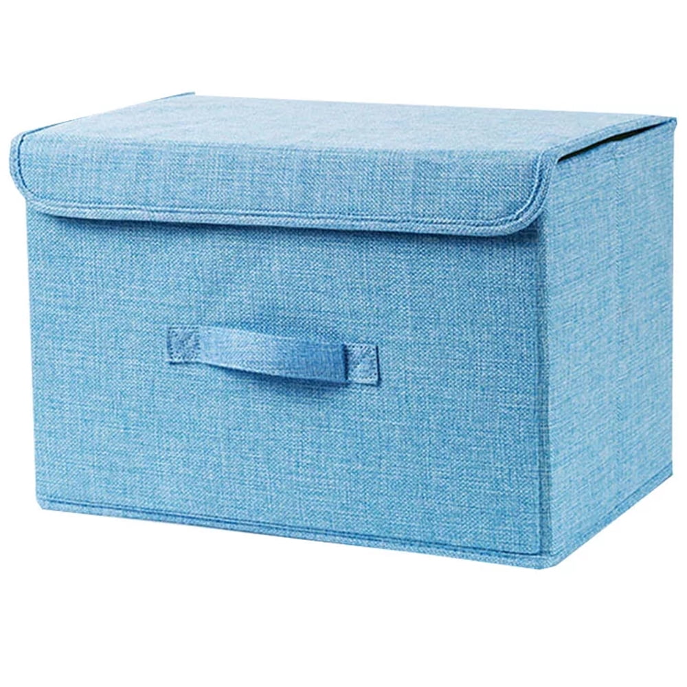 PEACNNG Small Washable Cotton Linen Storage Basket with Lid: Folding ...